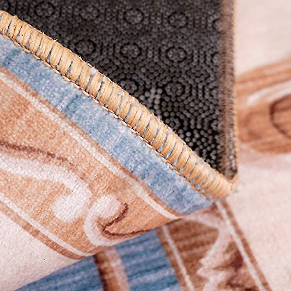 ANswet Area Rug Modern Flannel Non-Slip Floor Mat Living Room Bedroom Tassels Carpet Home Decor Rectangle 4 * 6 Feet Light Blue