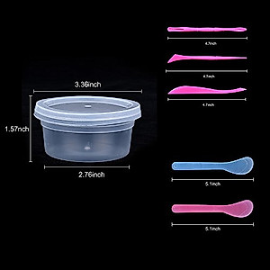16 Pack 4.5 oz Slime Storage Containers for Slime, Foam Ball Storage Containers with Lids, 2pcs Mixing Spoon 3pcs Slime Tools for Slime DIY Art Craft Making Homemade