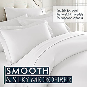 HC COLLECTION 1500 Thread Lightweight Duvet Cover Bed Linen Set with Zipper Closure for Comforters with 2 Pillow Shams, Queen, White