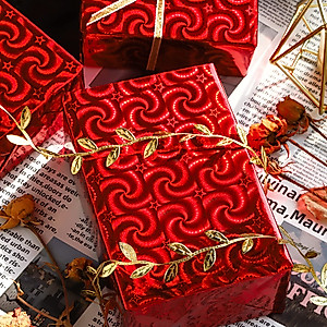 MAYPLUSS Holographic Wrapping Paper - Mini Roll - 17 Inch X 32.8 Feet- Metallic Red Foil Design Red Christmas Wrapping Papr(47.3 sq.ft.ttl)