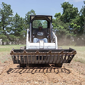 Titan Attachments 72in Skeleton Rock Bucket with Bolt-On Teeth, Skid Steer Quick Tach, Reinforced Side Cutters