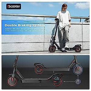 iScooter i9 Electric Scooter Adults and Teenages, 15.6 MPH, 18 Miles Range, 8.5'' Solid Tires, 350W Foldable and Cruise Control Escooter with Double Braking System and APP