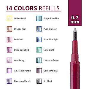 ParKoo Gel Ink Refills Compatible with FriXion and Friction Erasable Gel Pens, Fine Point 0.7 mm, 14 Colors