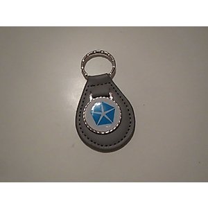 NEWPORT NEW YORKER 300 LEBARON LHS LASER WHITE LOGO LEATHER KEYCHAIN - GREY