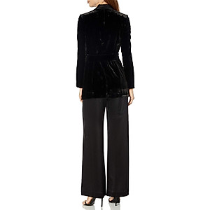 Jill Jill Stuart Women's Satin Velvet Jumpsuit and Jacket Set, Black, 4