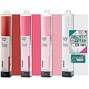 Cricut Smart Removable Vinyl Rose Bouquet Bundle | White, Red, Party Pink, Light Pink 13in x 3ft for Cricut Cutting Machines Indoor Vinyl Bundle