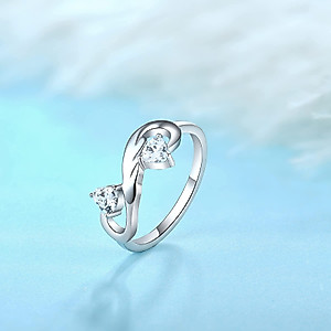 STARCHENIE Women's Infinity Promise Ring 925 Sterling Silver Angel Wing Feather Heart Ring Size 7