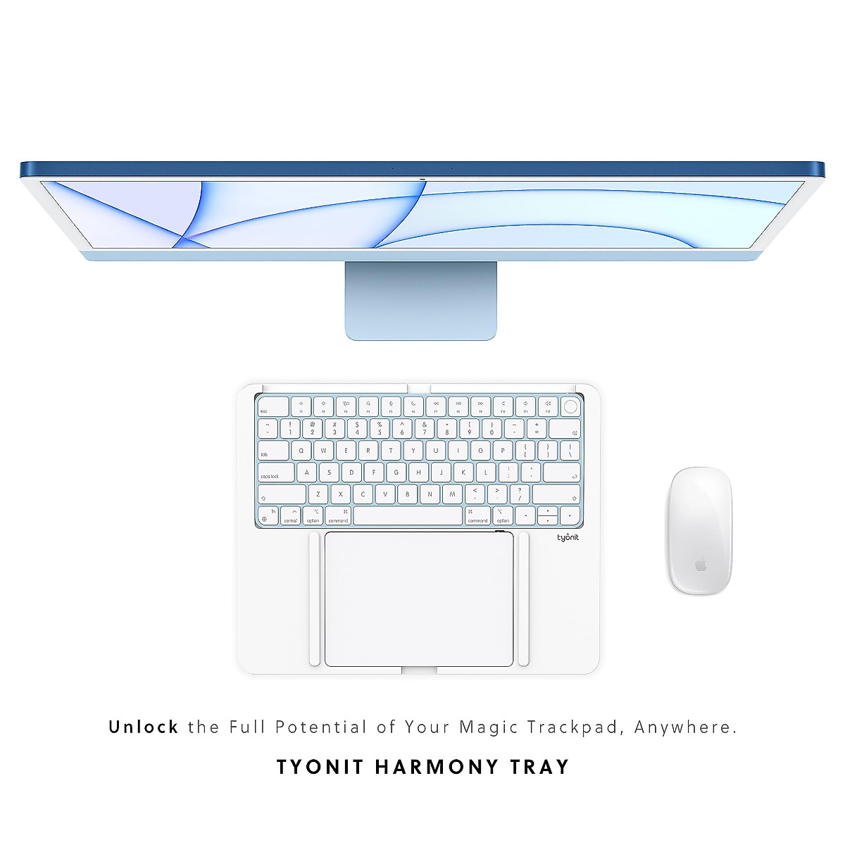 Tyonit Harmony Tray for Apple Magic Trackpad and Apple Magic Keyboard, Clean Desk Setup - Keyboard & Trackpad not Included