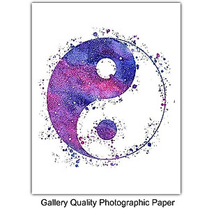 Zen Meditation Buddha Art - 8x10 Poster Set - Buddha, Yin Yang, Om, Hamsa Hand of Fatima - New Age Spiritual Gift for Buddhist, Yoga Teacher, Instructor, Studio - Unframed Wall Decor, Room Decoration