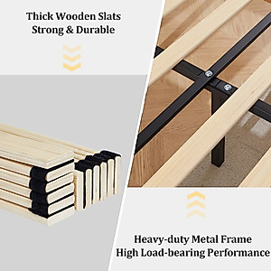 VECELO Twin Size Upholstered Bed Frame with Height Adjustable Fabric Headboard, Heavy-Duty Platform Bedframe/Mattress Foundation/Strong Wood Slat Support/No Box Spring Needed, Dark Gray