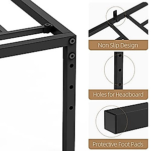 IDEALHOUSE King Metal Platform Bed Frame with Sturdy Steel Bed Slats Mattress Foundation No Box Spring Needed Large Storage Space Easy to Assemble Non-Shaking and Non-Noise Black