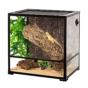 REPTIZOO 45 Gallon Glass Reptile Terrarium 24" x 18" x 24" Knock-Down Reptile Tank with Double Hinge Door and Top Screen Ventilation Easy Assembly Terrarium