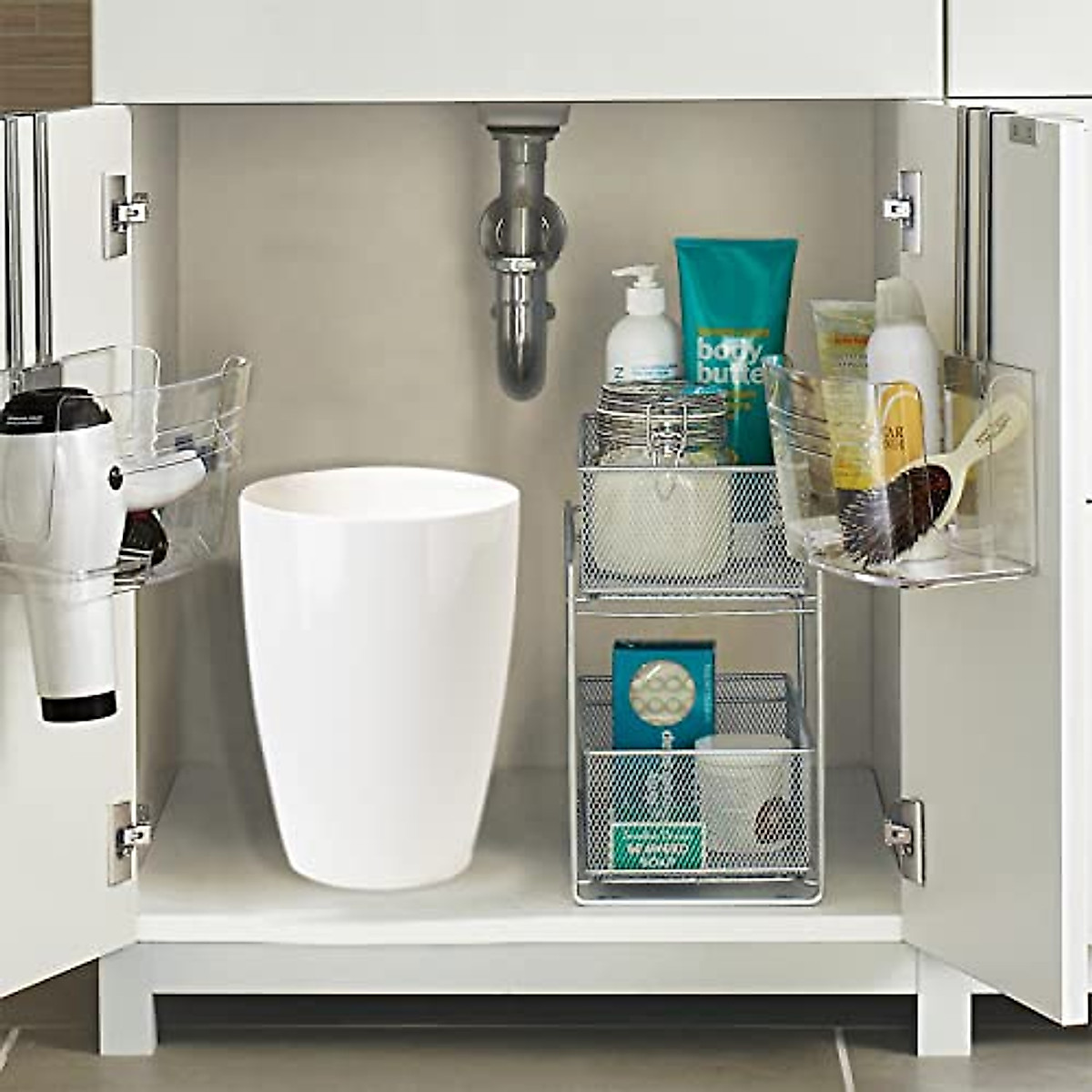 Small Trash Can – Open Top Garbage Cans for Kitchen, Office, Dorm, Bathroom, etc. –Waste Can for Compact/Tight Spaces – The Perfect Bathroom Trash Can - 2 Gallon Trash Bin – Glossy White