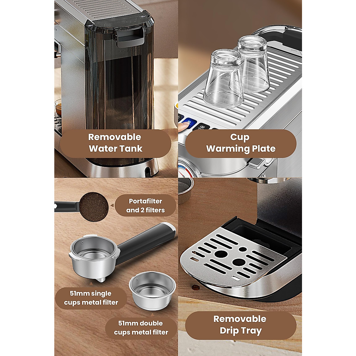 Gevi Espresso Machine 20 Bar, Professional Espresso Maker with Milk Frother Steam Wand, Compact Espresso Machines for Cappuccino, Latte, Commercial Espresso Machines & Coffee Makers, Gift for Mother