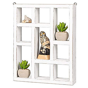 Ilyapa Rustic Wood Knick Knack Floating Shelf Weathered White - Wall Mounted or Freestanding Farmhouse Decor Display Case for Essential Oils, Trinkets, Curios is a Family-Owned Business