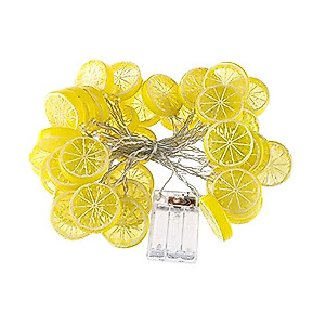 HelloCreate Fruit String Light Orange Lemon Slices Outdoor String Light Battery Operated Fruit Twinkle LED String Lights for Wedding Festival Party Garden Decor (Yellow, 10m 80LEDs)