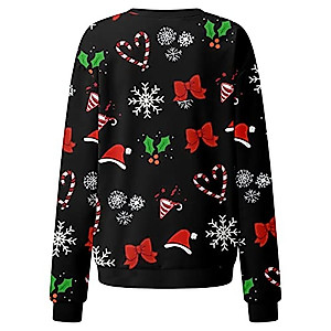 Christmas Shirts for Women Women Crop top Ugly Xmas Crewneck Christmas Tree Print Leopard Tunic Pullover Sweater Lapel Work Office Women’s Clothes Women Halloween Costumes Xmas Plaid Tree Color Block