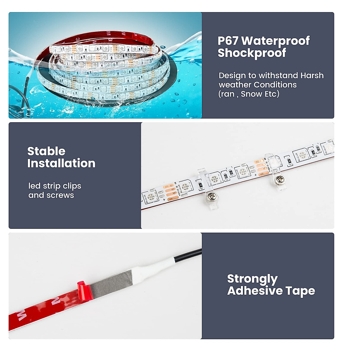 Shangyuan Boat Strip Lights, Marine led Strip Lights, Pontoon Boat Under Gunnel Deck Lights, RGB Color Changing Multiple Colors Led Strip Lights, Fishing Boat Lights