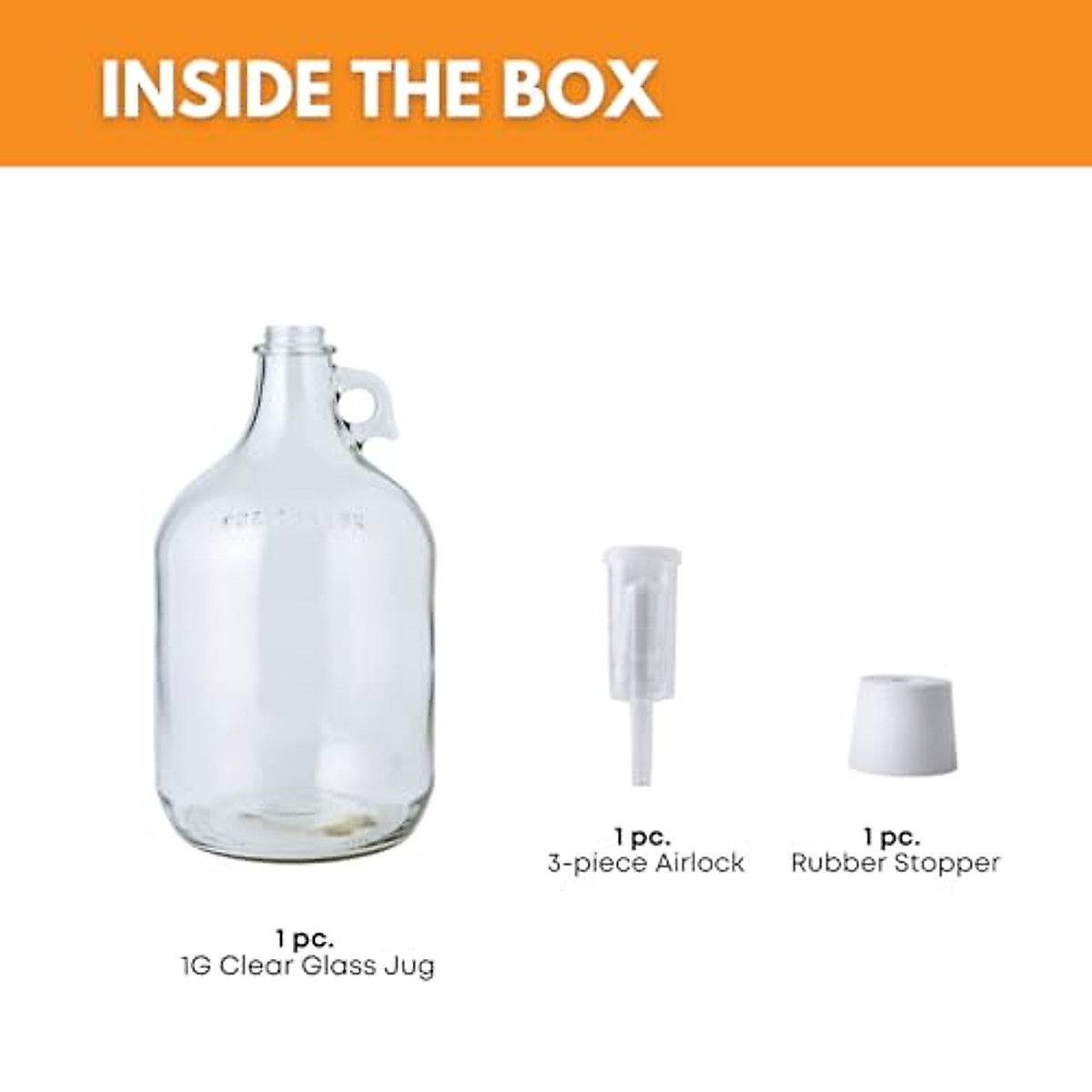 FastRack Stopper/Airlock 1 Gallon Glass Fermenter/Jug, Clear