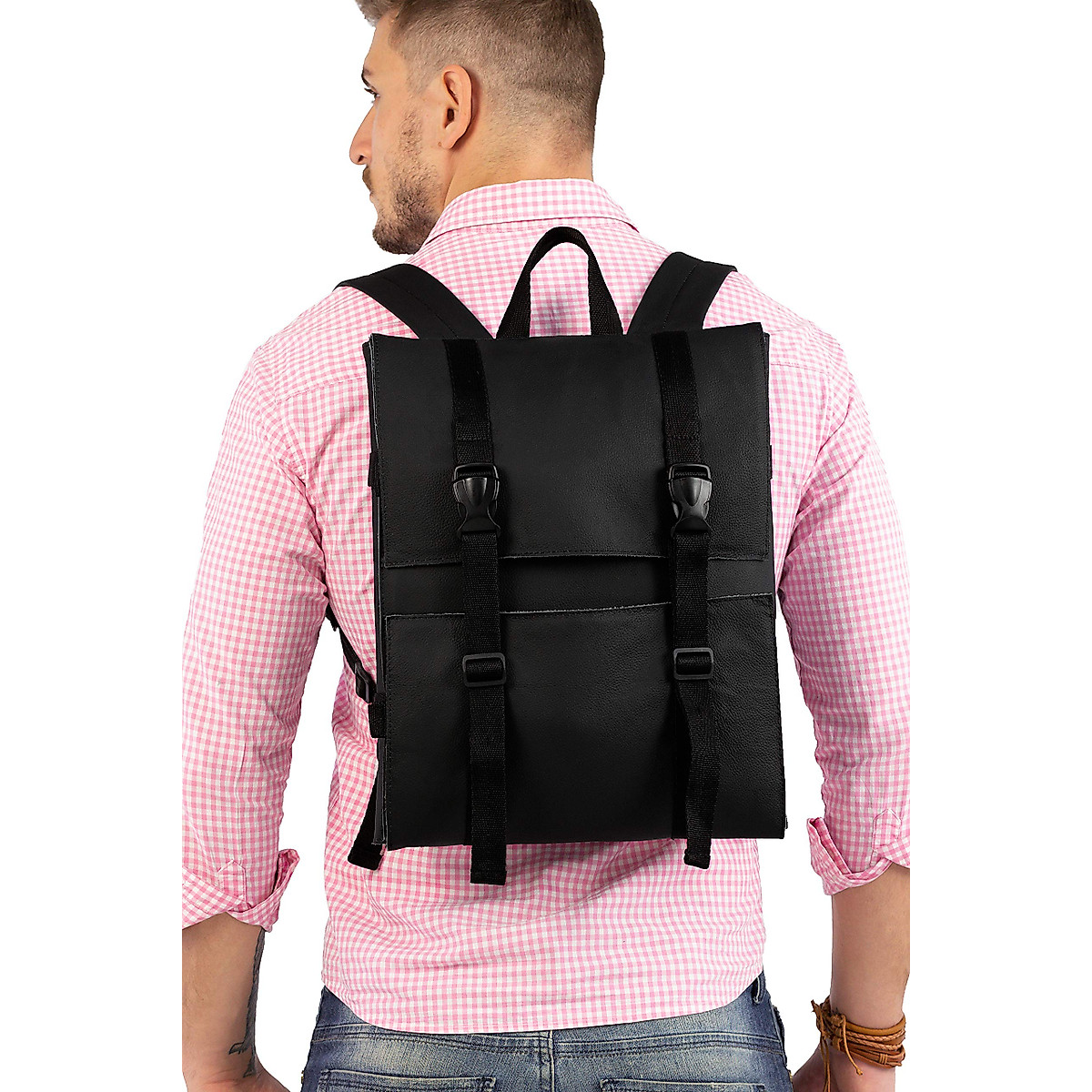 Under NY Sky Knife Bag - Black Real Leather - 13 Knife Slots, 2 Zipped Pockets for Kitchen Utensils, Large Pocket for Tablets & Notebooks - Expandable - Tool Storage Bag Style for Chefs, Cooks, BBQ