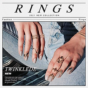 TWINKLEDE Boho Stackable Rings 17Pcs Rhinestone Finger Rings Gold Crystal Joint Knuckle Rings for Women