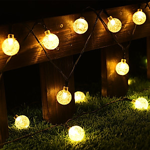 ALOVECO Solar String Lights Outdoor, 25ft 40 LED Crystal Ball Waterproof String Lights Solar Powered Fairy Lighting for Garden Home Landscape Holiday Decoration