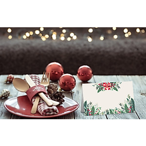 Place Cards for Christmas Party, Editable Name Place Cards, Seating Place Cards for Tables, Tent Style Cards for Wedding, Dinner Party or Any Occasion, Easy Folding, Pack of 25 Escort Cards(A01)