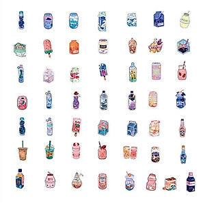 Cute Drink Stickers 102 Sheets Cartoon Drink Water Bottle Notebook Skateboard Guitar Scrapbook Aesthetic Stickers for Kids Boys Girls Teenagers Adult Waterproof Vinyl Stickers