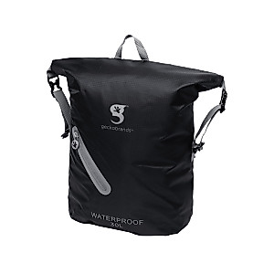 geckobrands Lightweight 30L Waterproof Backpack, Black/Grey - Watertight Backpack for Hiking and Light Water Activities