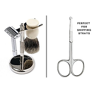 BeeSpring Rounded Nose Hair Scissors. Round Tip Scissor for Ear, Eyebrow, Beard and Mustache Trimming - 3.5" Blunt Nosed Tipped Grooming Trimmer