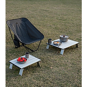 iClimb Ultralight Compact Mini Beach Picnic Folding Alu. Table with Carry Bag, Two Size (Silver - S)