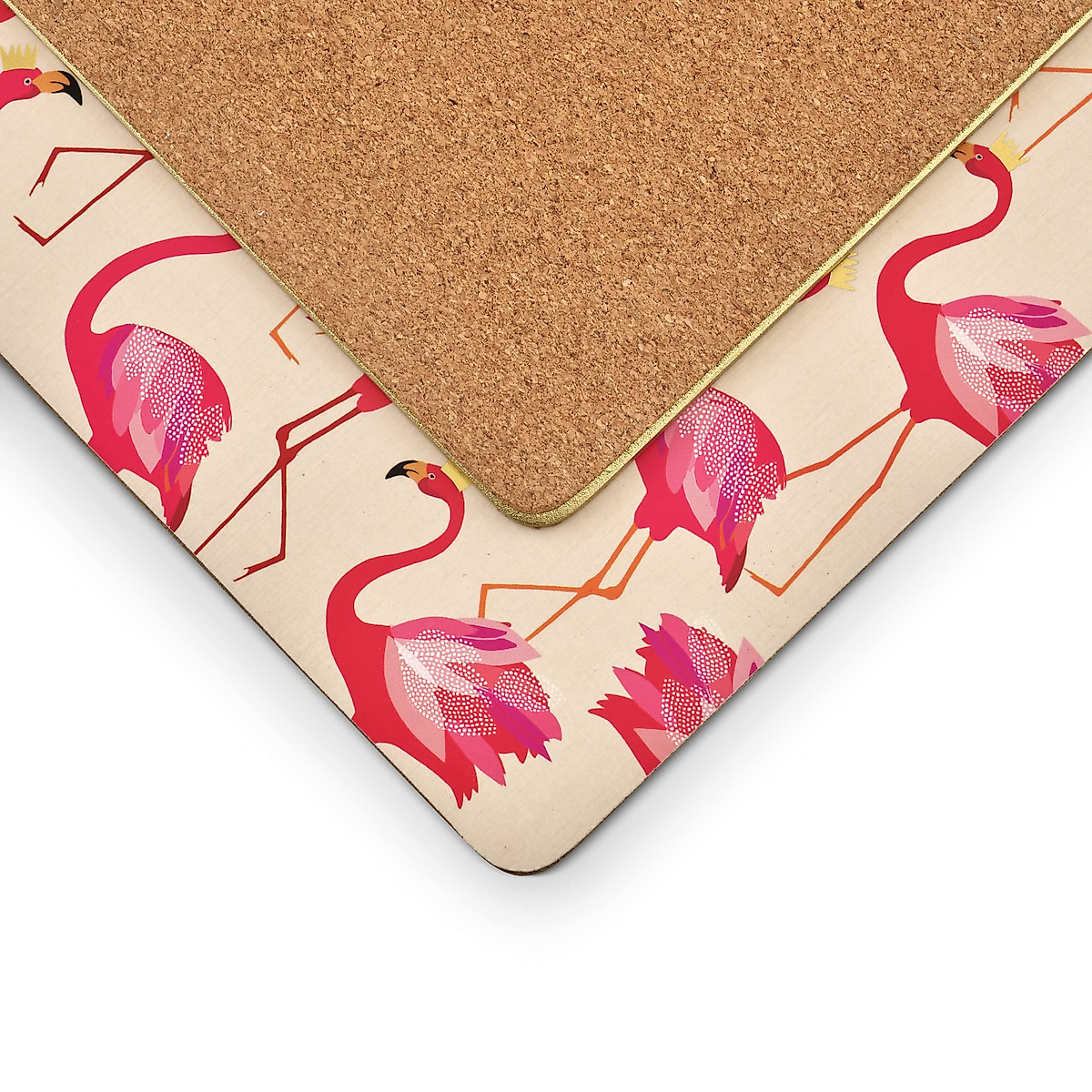 Pimpernel Sara Miller London Flamingo Collection Placemats | Set of 4 | Heat Resistant Mats | Cork-Backed Board | Hard Placemat Set for Dining Table | Measures 15.7” x 11.7”