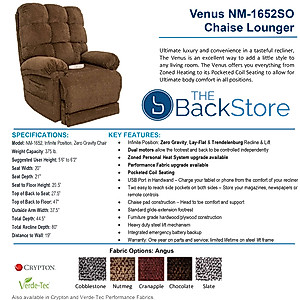 Windermere Burton NM1650 Power Lift Chair Recliner Infinite Position with Trendelenburg by Mega Motion - NutMeg