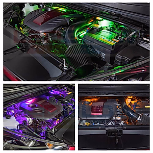 LEDGlow 6pc Million Color LED Engine Bay Under Hood Lighting Kit - 15 Solid Colors - 9 Patterns - 6" Multi-Color Flexible Tubes - Includes Control Box & Wireless Remote