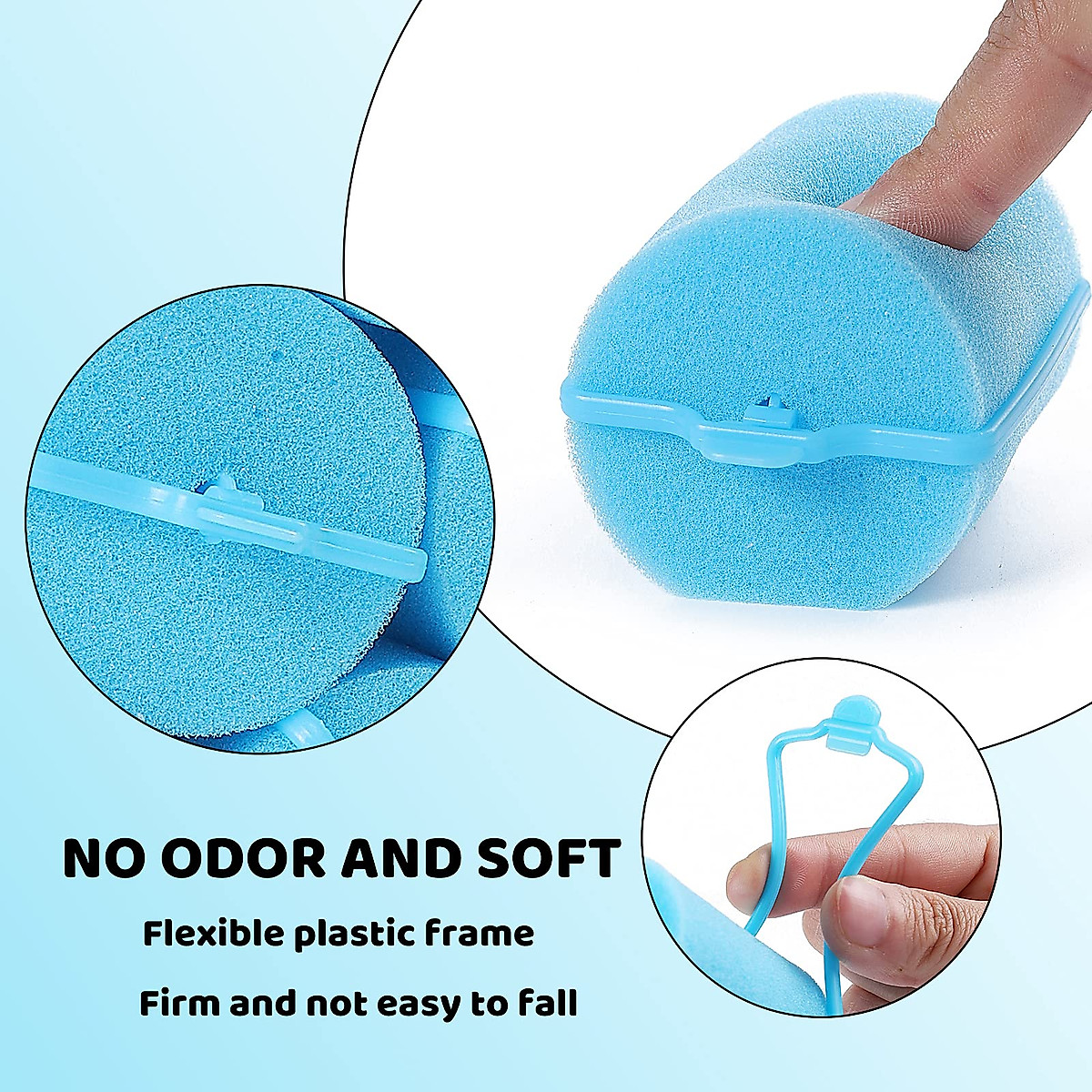 Jumbo Foam Sponge Hair Roller Soft Sleeping rollers Curvy Wavy Hairstyle Curling Hair Styling Tools 24 Pieces Use For Long Hair Short Hair Ladies And Children 2"X2.75"(blue)