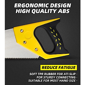 DOWELL 14 in Hand Saw - 11 TPI Fine Cuts Wood Saw Perfect for Sawing, Trimming, Gardening, Cutting Wood, Drywall, Plastic Pipes, Sharp Blade - Crosscut Saw, HY041107