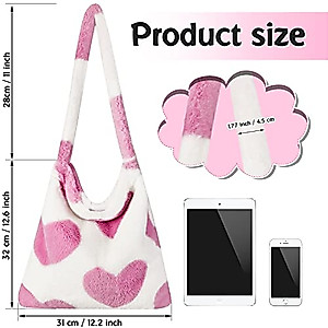 Fluffy Shoulder Bag Plush Bags Women Ladies Tote Bag Fluffy White Furry Purse Handbag for Autumn and Winter (Pink)