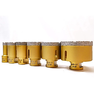 ABLE Vacuum brazed Diamond Dry Drilling bits Core bits with 5/8-11 for Porcelain Tile Granite Marble Stone Masonry Brick Medium Set(20/35/40/43/50/68mm)