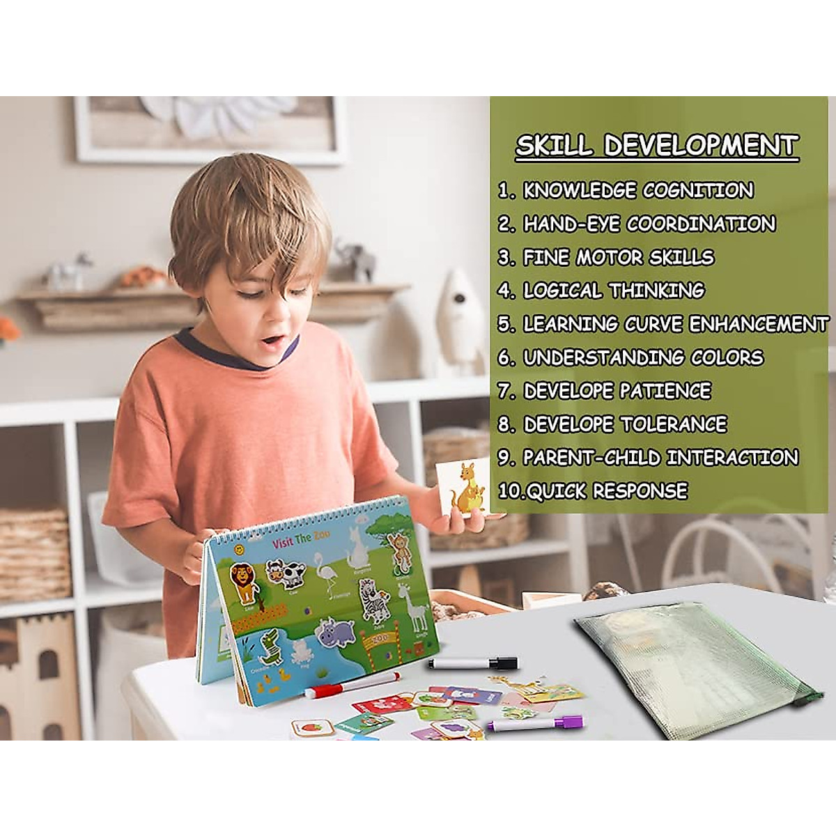 Busy Book for Toddlers, Montessori Toys for Toddlers, Preschool Educational Activities, 32 Theme Busy Book, Autism Sensory Educational Toys, Early Learning Toys, for Boys and Girls