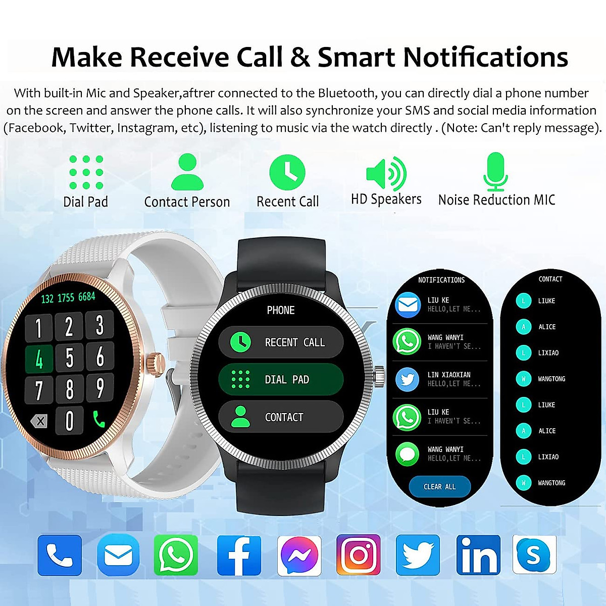 SEDSEY Smart Watch, Fitness Activity Tracker Smart Watches with Call Text Heart Rate Sleep Monitor Pedometer IP67 Waterproof Women Men Smartwatch for Android iOS Phone