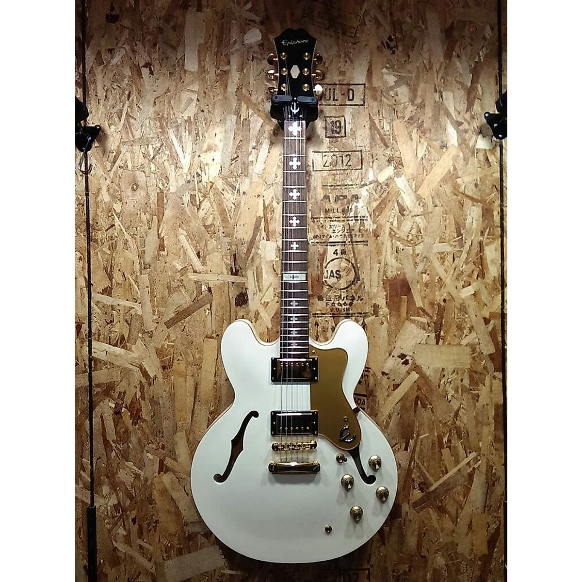 Jockomo Cross White Pearl Guitar Inlay Sticker