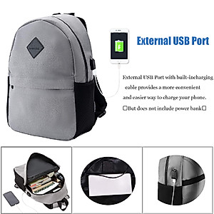 SAGIV&SAHEN School Backpack for Teens Girls Boys Travel Waterproof Work Laptop Backpacks 15.6 Inch with USB Charging Port for Women Men College BookBag Casual Daypack, Grey