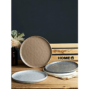 famiware Mars 4 Pieces Dinner Plates, 10.25 inch Plate Set, Scratch Resistant, Stoneware Dinnerware, Kitchen Modern Rustic Serving Dishes, Multi-color