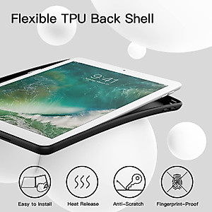 JETech Case for iPad 9.7-Inch (6th/5th Generation, 2018/2017) with Pencil Holder, Slim Tablet Cover with Soft TPU Back, Auto Wake/Sleep (Black)