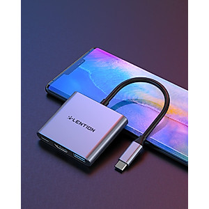 LENTION 3-in-1 USB C Hub with 100W Power Delivery, USB 3.0 & 4K HDMI for 2023-2016 MacBook Pro, New Mac Air/Surface/Chrome/Steam Deck, More, Stable Driver Adapter (CB-C14, Space Gray)