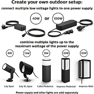 Philips Hue Lily White & Color Outdoor Spot Light Base kit (Hue Hub Required), 3 Spot Lights with Power Supply + Mount, Compatible with Alexa, HomeKit & Google Assistant , Black (New)