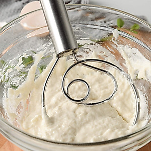 Homsky Danish Dough Whsik 2 Pcs,12 Inch Stainless Steel Dough Mixer for Cooking Bread, Biscuits, Pizza, Pancakes and Eggs