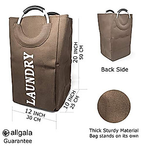 allgala Canvas Like Laundry Bag with Aluminium Handle-Brown-LB80506