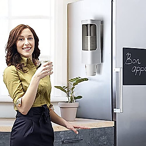 Cup Dispenser Wall Mounted Bathroom Cup Holder, 3oz-5oz Disposable Paper Cup Plastic Cup Dispenser, Water Cooler Dispenser Cup Holder with Paste Plate for Home Office Hospital Gym