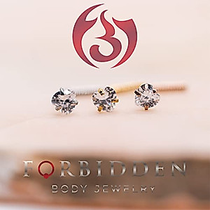 Forbidden Body Jewelry 2 Pack Heart Nose Ring, Heart Nose Stud, L Nose Rings, Heart Nose Rings, 18g 6mm Surgical Steel L Shaped Nose Ring with 3mm Heart CZ Crystal